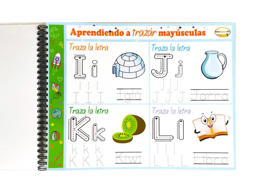 Cuadernillo 4 en 1 trazable (abecedario, números, figuras y colores ...