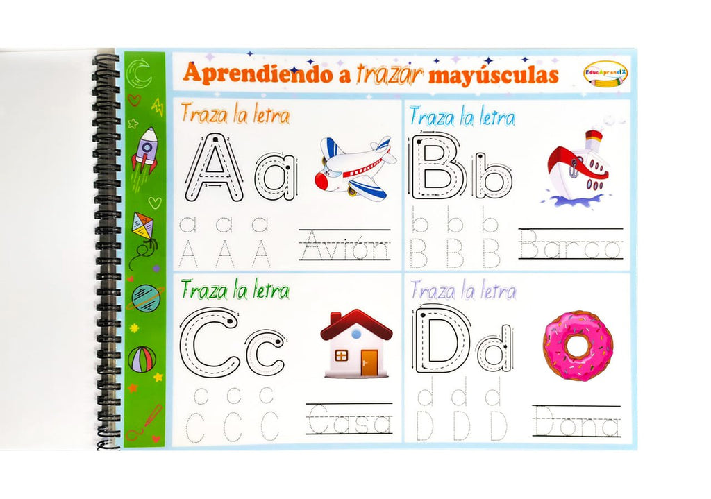 Cuadernillo 4 en 1 trazable (abecedario, números, figuras y colores ...