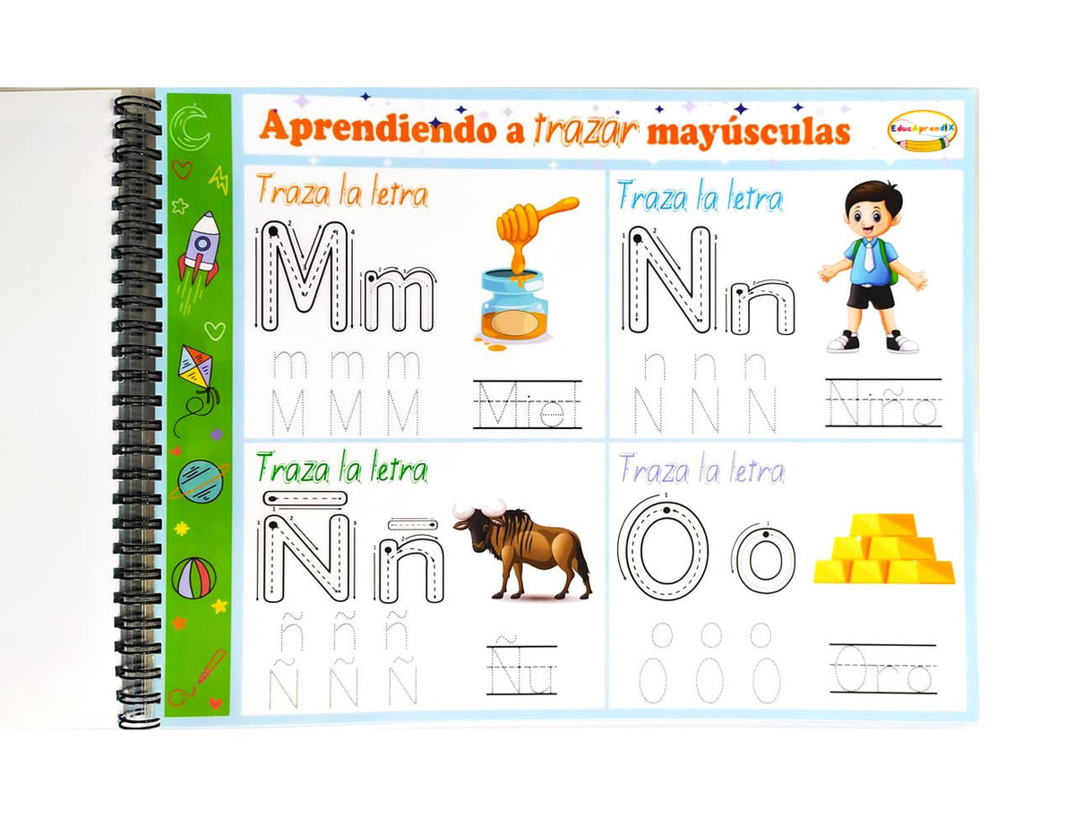 Cuadernillo 4 en 1 trazable (abecedario, números, figuras y colores ...